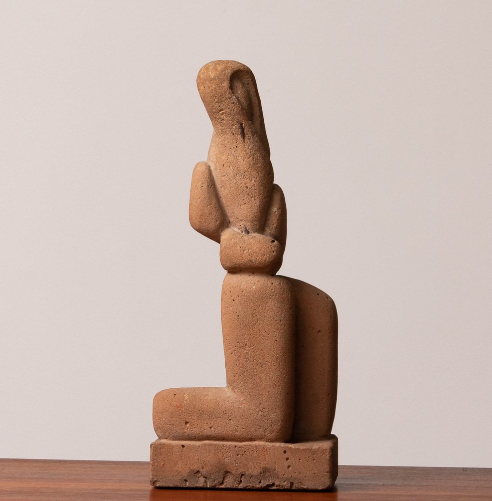 Brutalist Decorative Brown Sanded Concrete Statue, 1980s for sale at Pamono