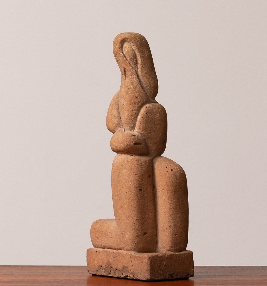 Brutalist Decorative Brown Sanded Concrete Statue, 1980s for sale at Pamono