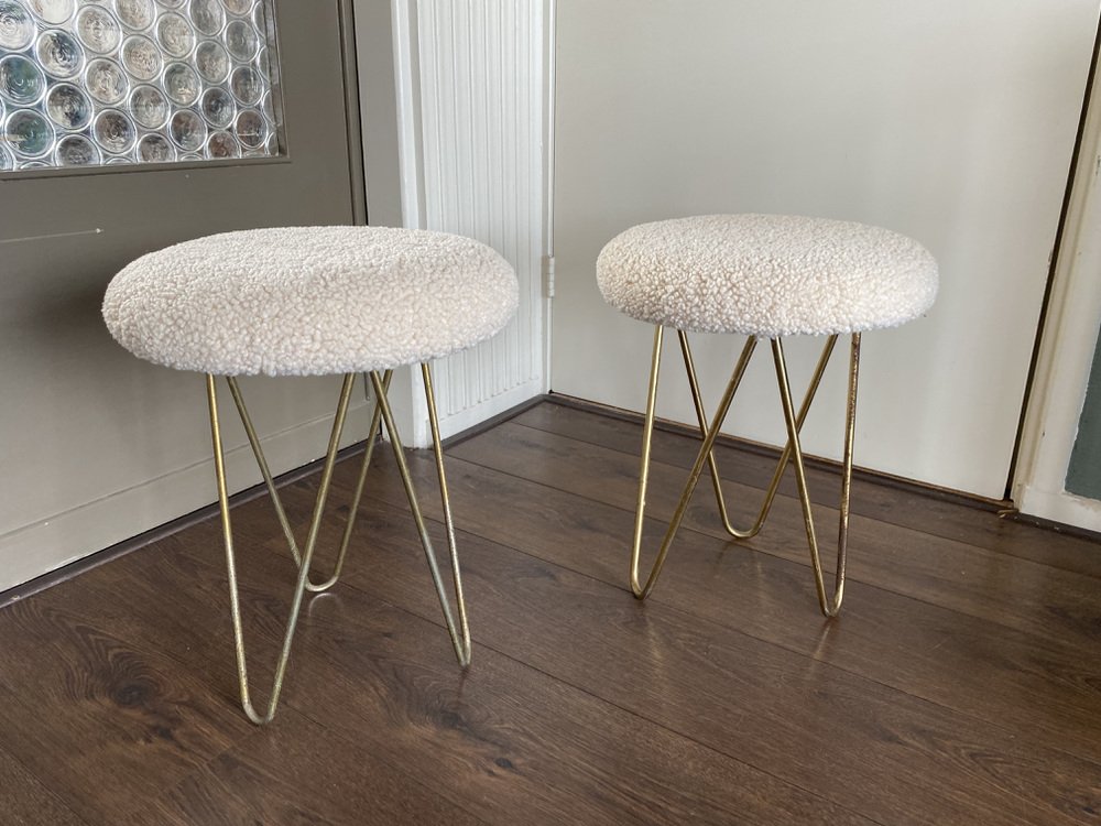 Vintage Scandinavian Modern Regency Brass Teddy Stools, 1960s, Set of 2 ...