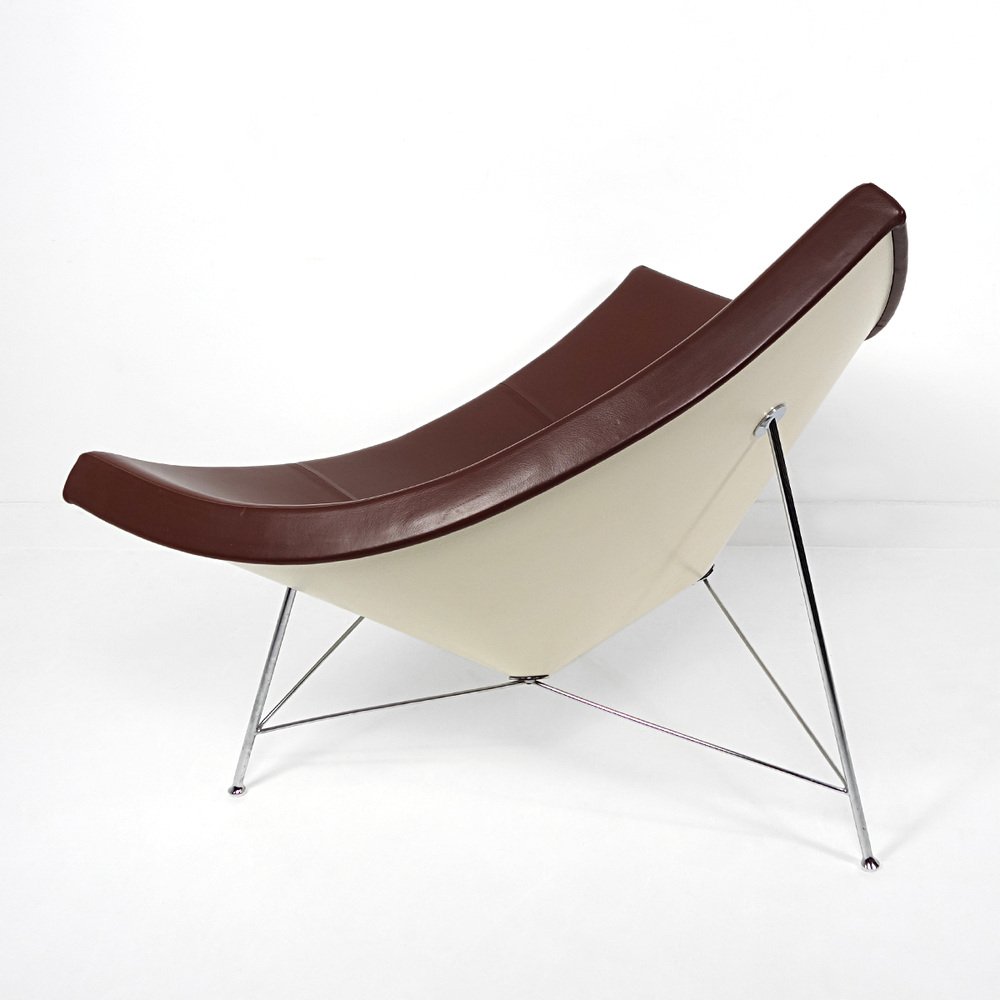 Chaise Coconut Mid-Century en Cuir Marron par George Nelson en vente ...