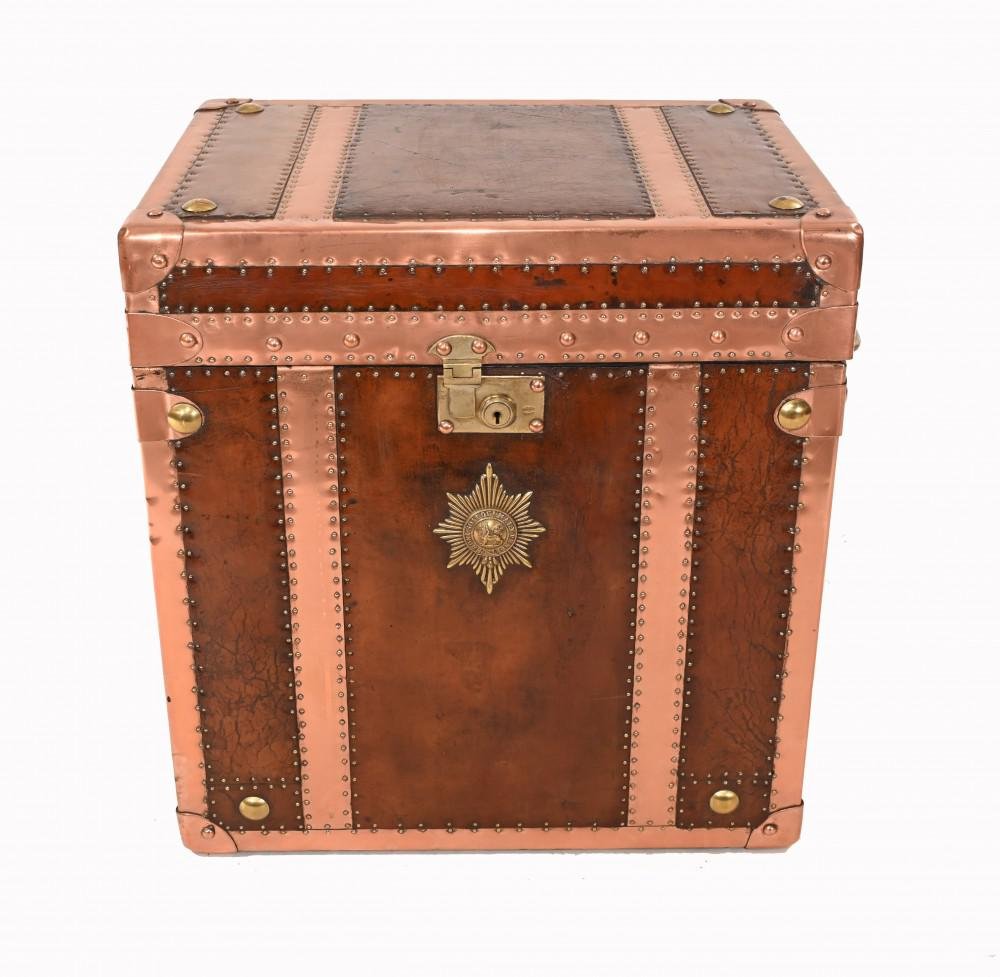 Leather and Copper Steamer Trunk for sale at Pamono