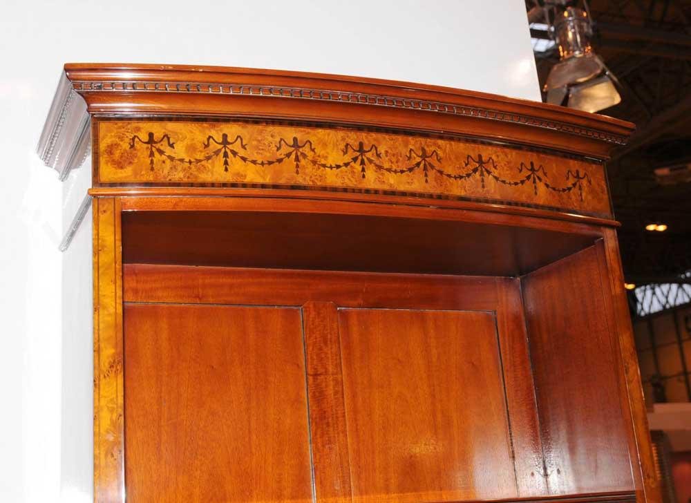 Tall Regency Sheraton Open Bookcase in Burl Walnut for sale at Pamono