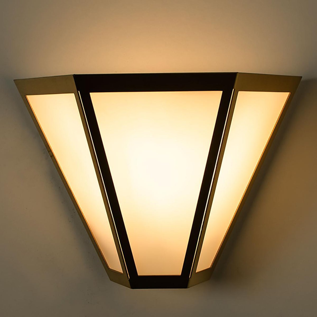 White Glass & Brass Pyramid Wall Light from Limburg, 1970s for sale at ...