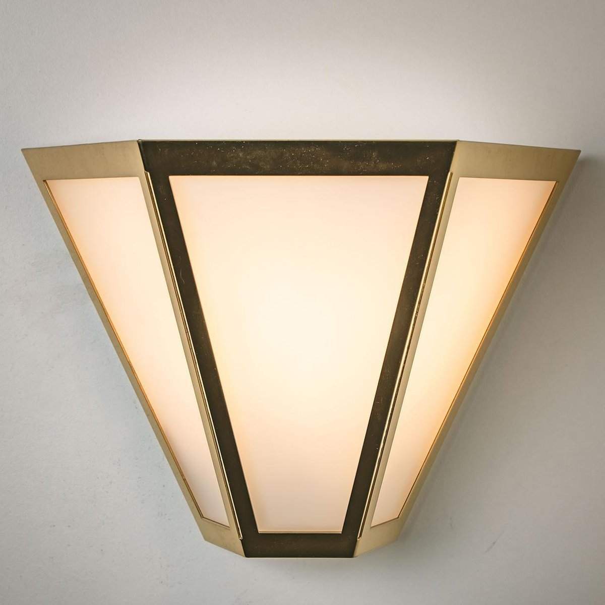 White Glass & Brass Pyramid Wall Light from Limburg, 1970s for sale at ...