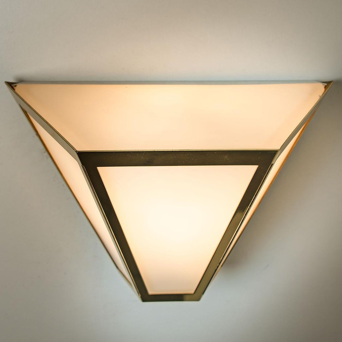 White Glass & Brass Pyramid Wall Light from Limburg, 1970s for sale at ...