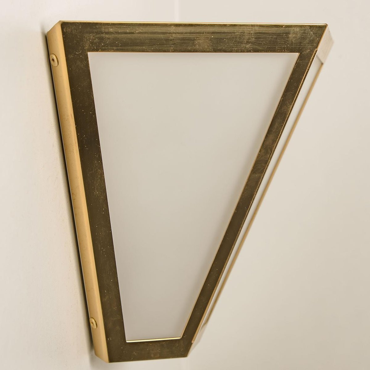 White Glass & Brass Pyramid Wall Light from Limburg, 1970s for sale at ...
