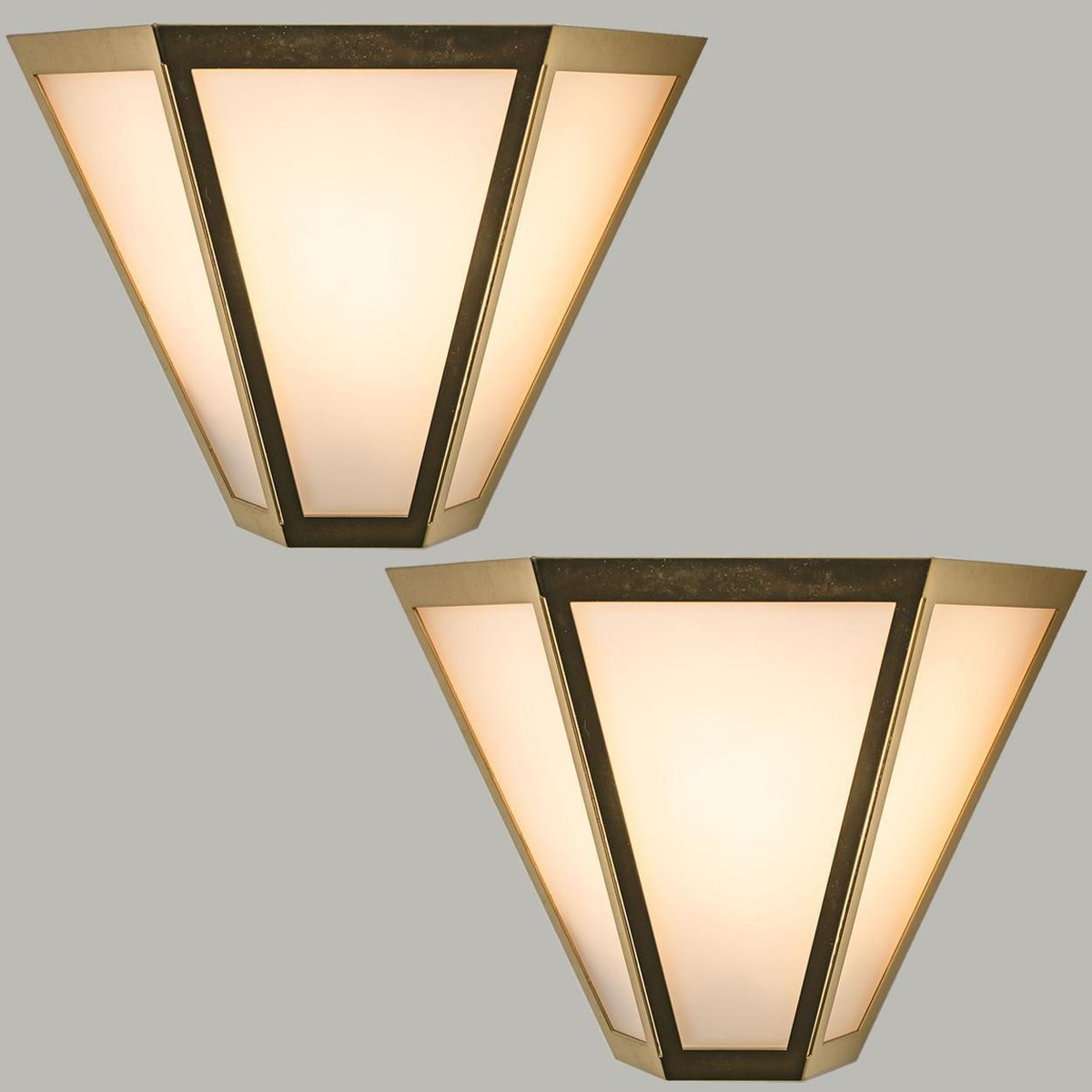 White Glass & Brass Pyramid Wall Light from Limburg, 1970s for sale at ...