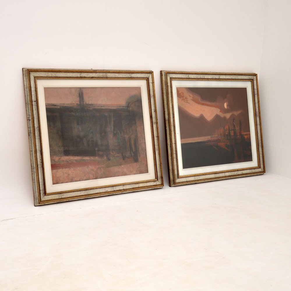 Italian Abstract Paintings, 1980s, Oil on Canvas, Framed, Set of 2 for ...