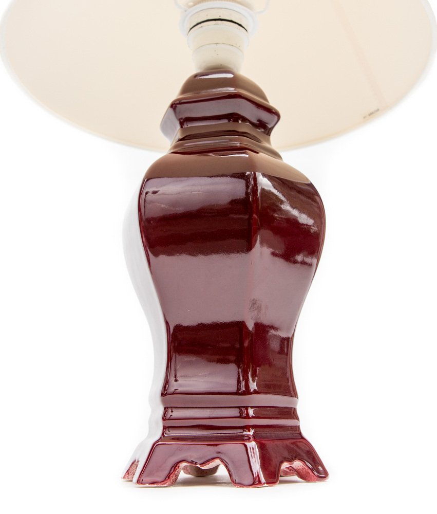 Maroon Majolica Table Lamp for sale at Pamono