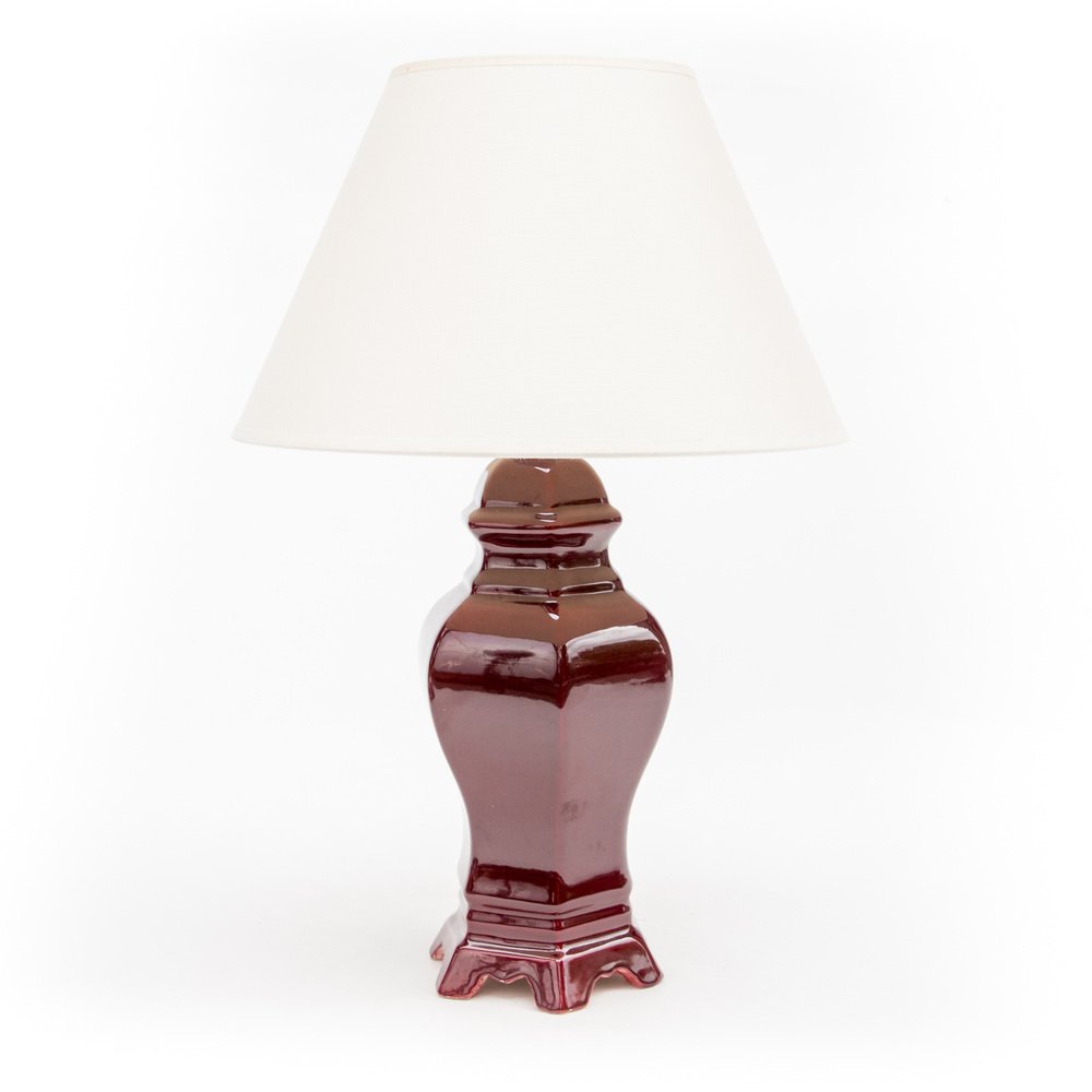 Maroon Majolica Table Lamp for sale at Pamono