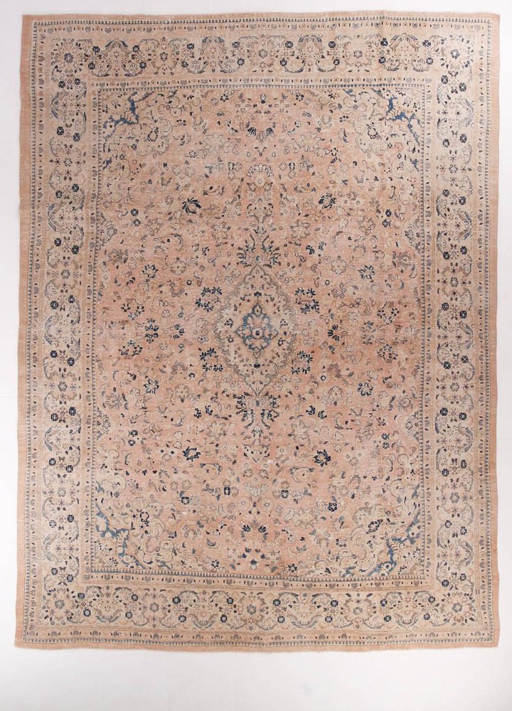 Oversized Salmon & Blue Rug for sale at Pamono