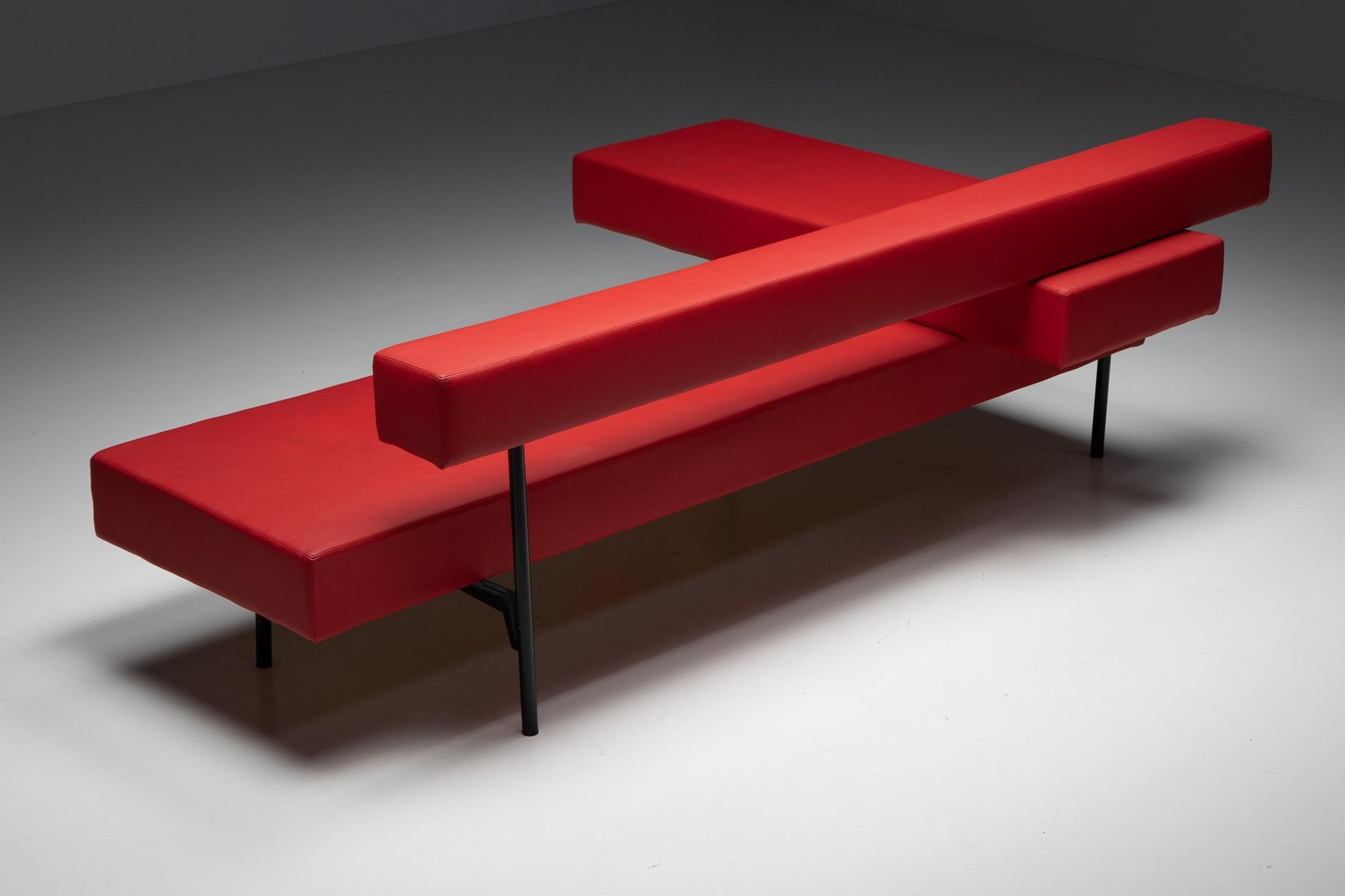 Postmodern Belgian Red Architectural Sofa, 2000s for sale at Pamono
