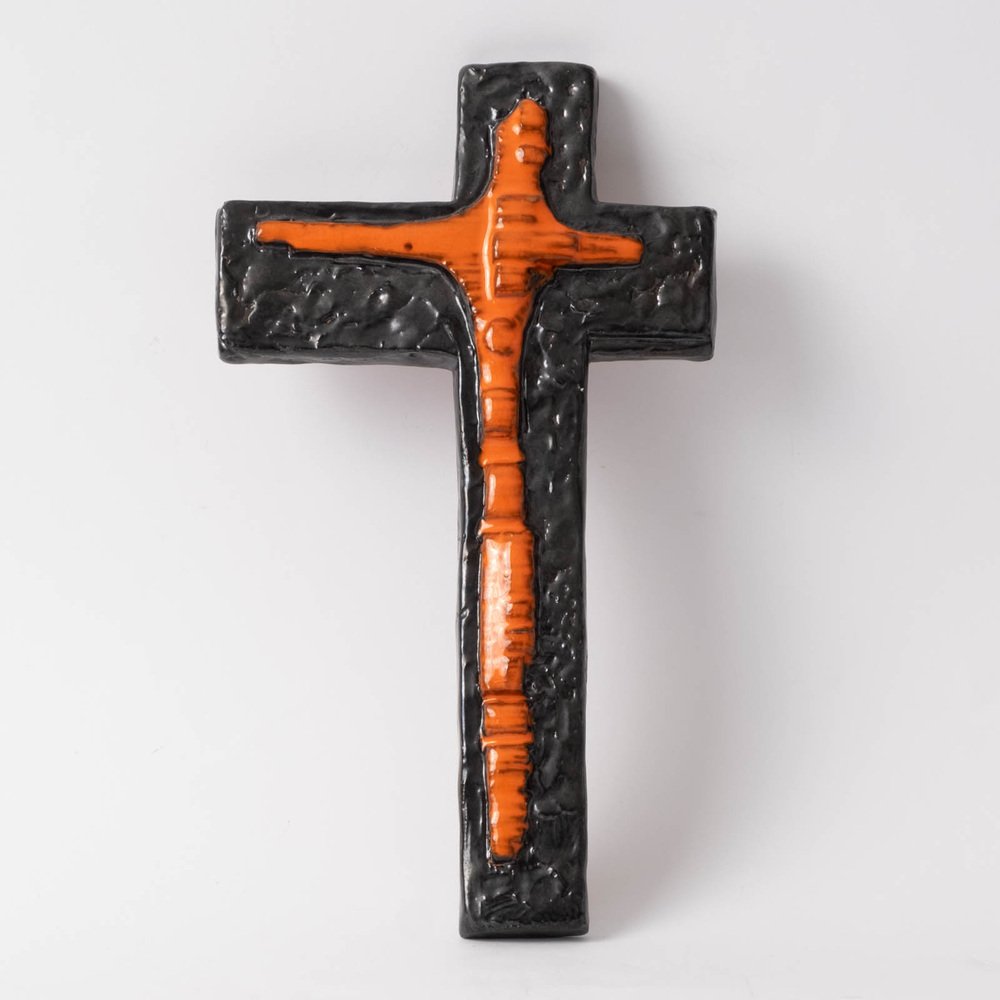 Belgian Ceramic Crucifix by f.sanchez from Perignem, 1960s for sale at ...