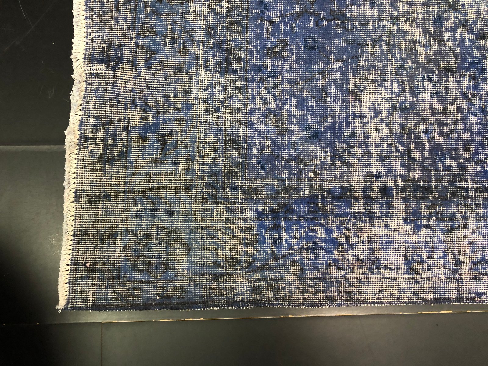 Royal Blue Faded Hallway Runner Rug for sale at Pamono
