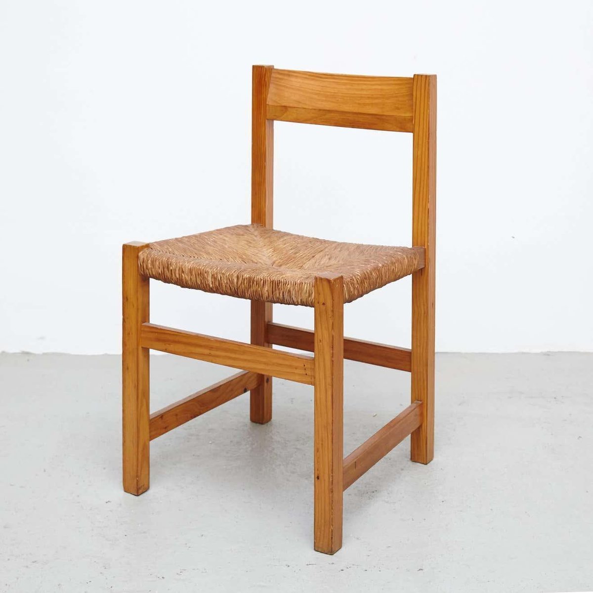 Spanish Rattan & Wood Chairs, 1950s, Set of 2 for sale at Pamono