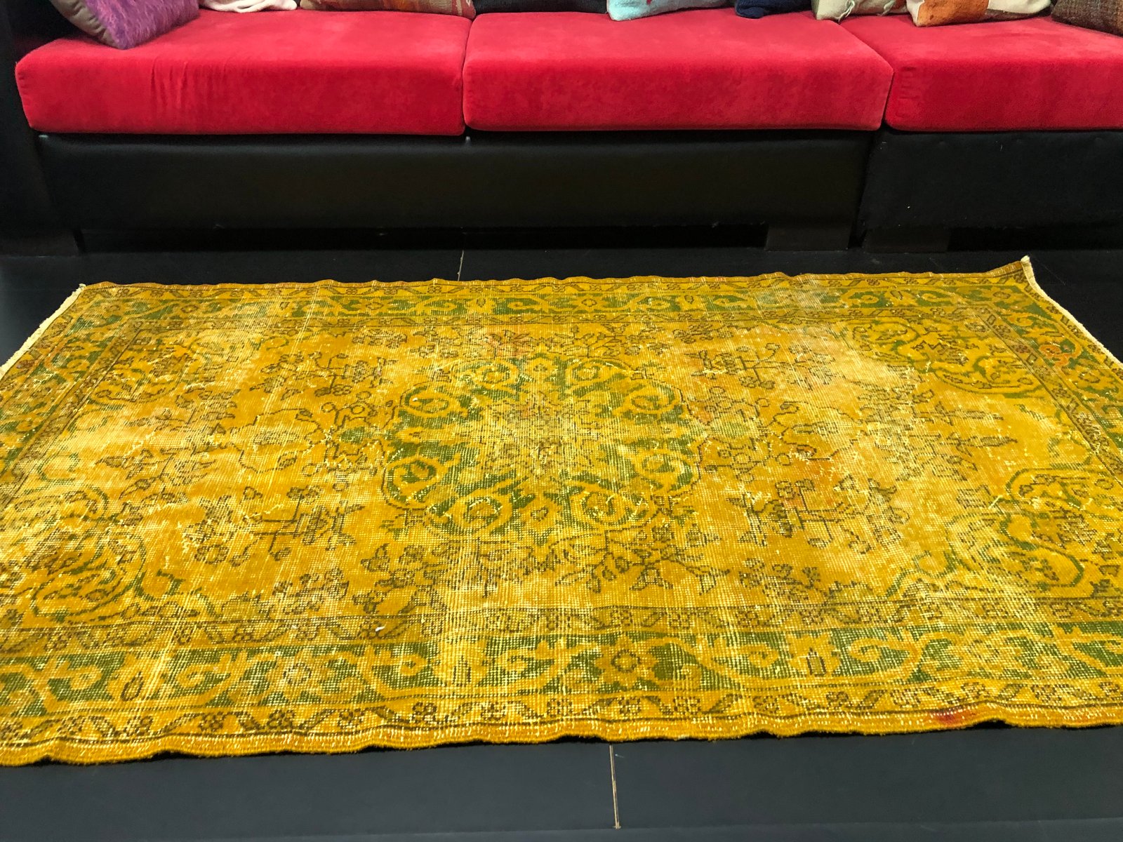 Modern Turkish Yellow Mustard Overdyed Rug for sale at Pamono