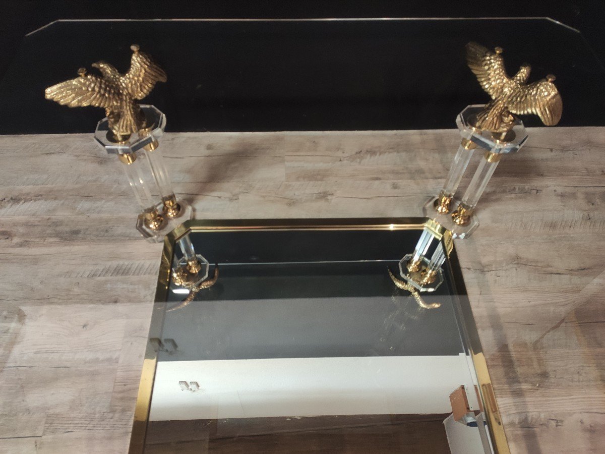 Neoclassical Coffee Table in Glass with Gilded Bronze Eagles for sale ...