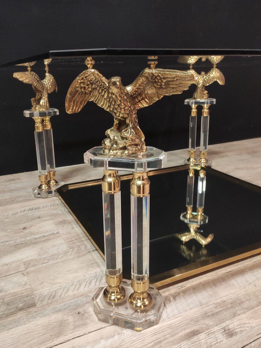 Neoclassical Coffee Table in Glass with Gilded Bronze Eagles for sale ...