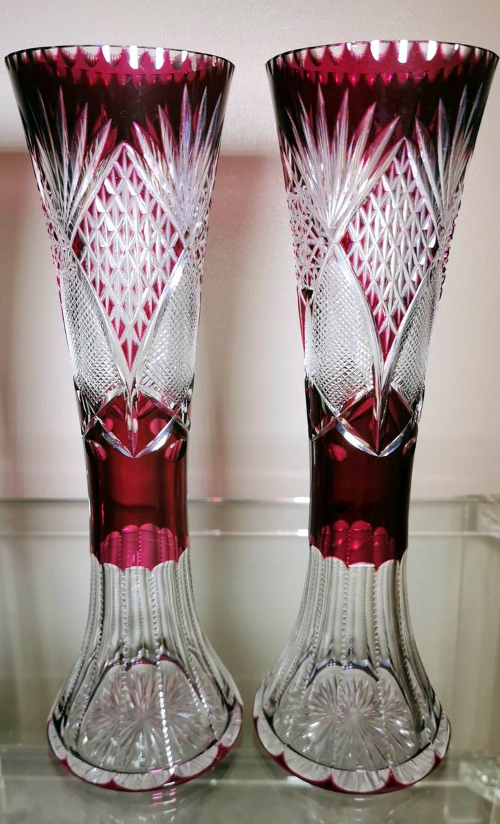 Art Deco French Cut and Grinded Lead Crystal Vases in the Style of ...