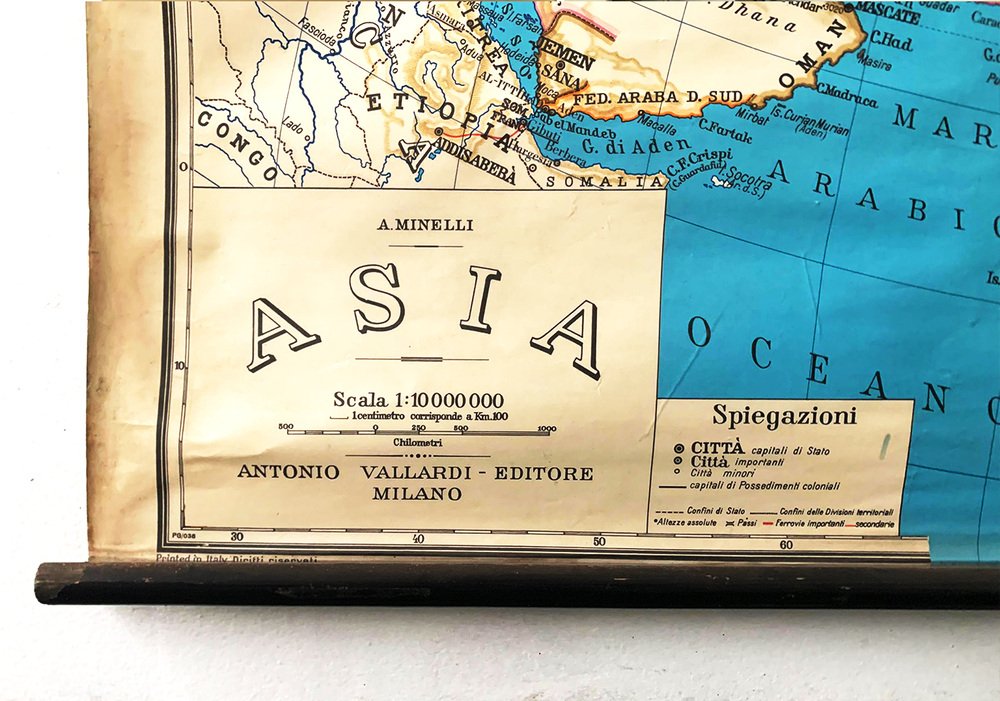 Vintage Paper Asia Map for sale at Pamono