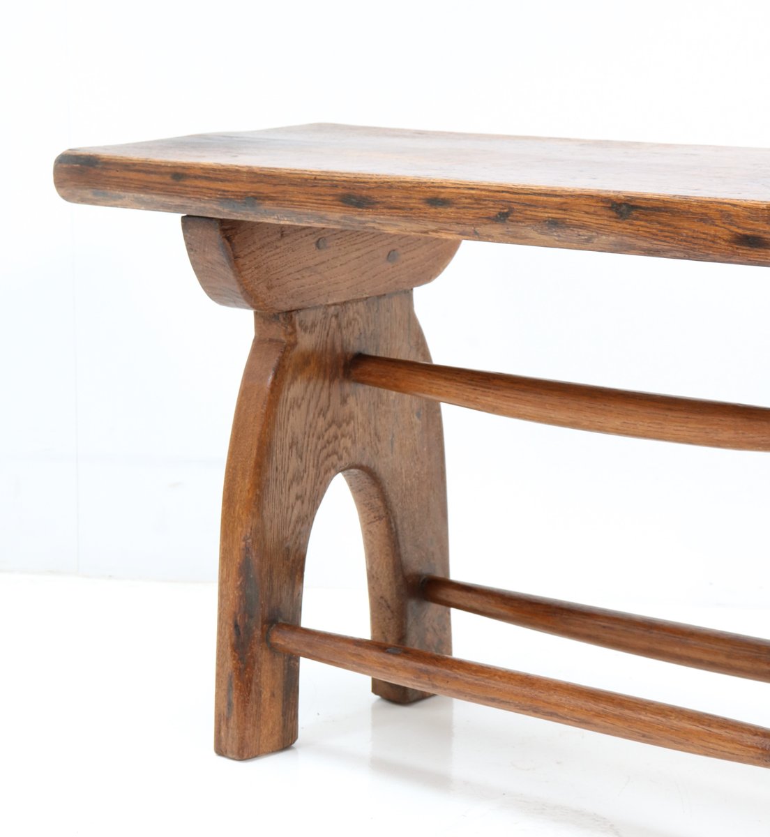 Hand Made Rustic European Oak Countryside Bench Side Table, 1890s for ...