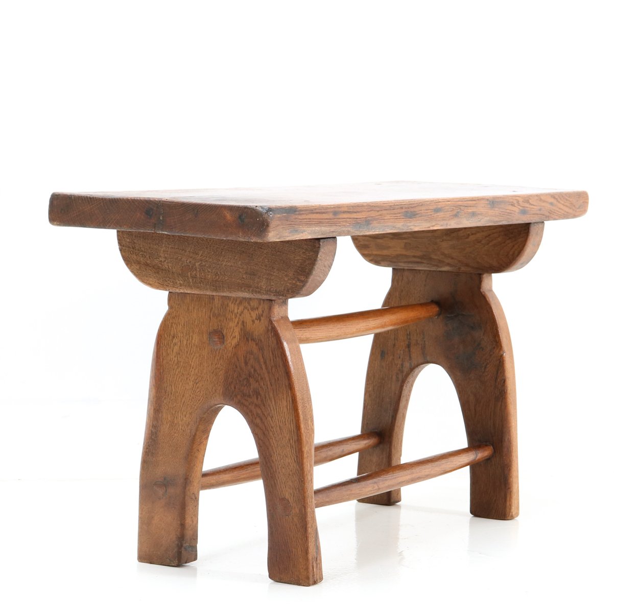 Hand Made Rustic European Oak Countryside Bench Side Table, 1890s for ...