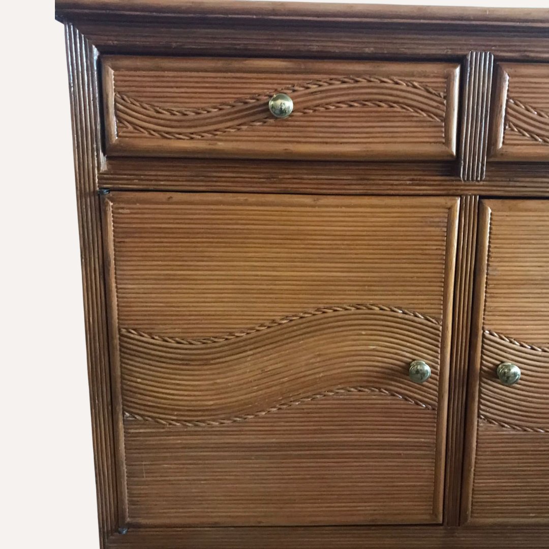 Split Reed Rattan Wicker Sideboard by Vivai Del Sud for sale at Pamono