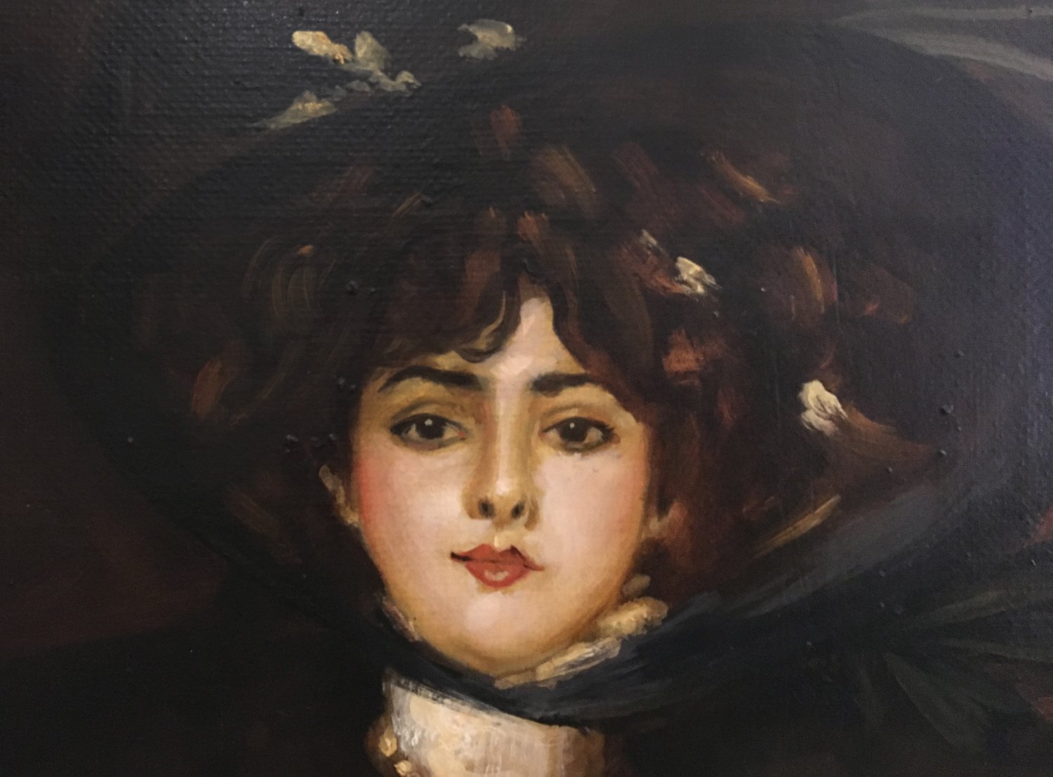 Lady in Black-in the Manner of G Bodini, Oil on Canvas, Framed for sale ...