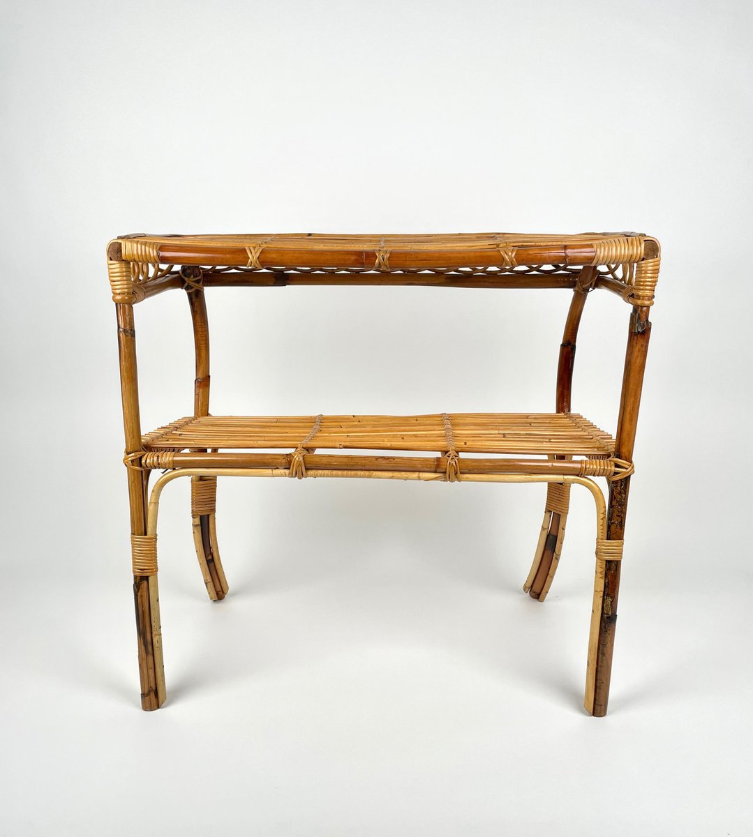 Mid-Century Italian Franco Albini Style Console Table in Rattan and ...