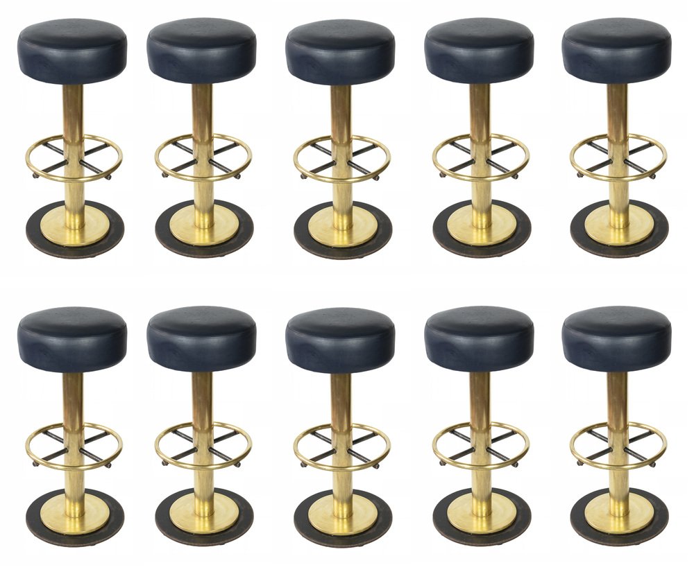 Drehbare italienische Mid-Century Barhocker aus Messing, 10er Set bei ...