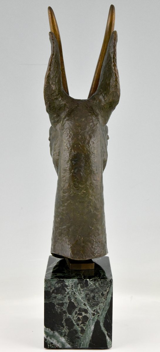 Georges Garreau, Art Deco Büste eines Hirsches, Bronze bei Pamono kaufen