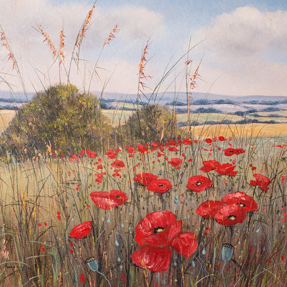English Painting of Poppy Field, Late 20th-Century, Oil on Canvas ...