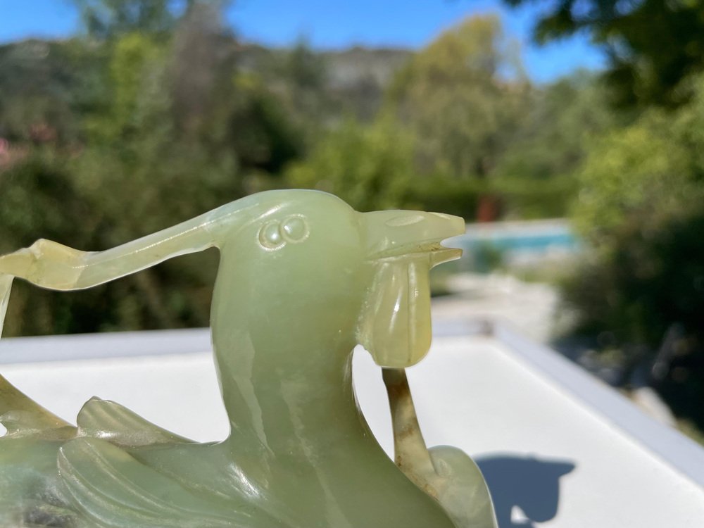 Antique Carved Jade Bird Sculpture, China, 20th-Century for sale at Pamono