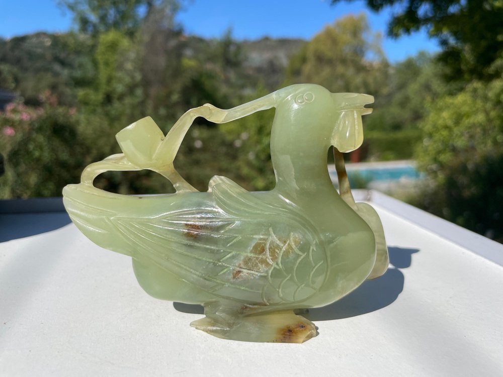 Antique Carved Jade Bird Sculpture, China, 20th-Century for sale at Pamono