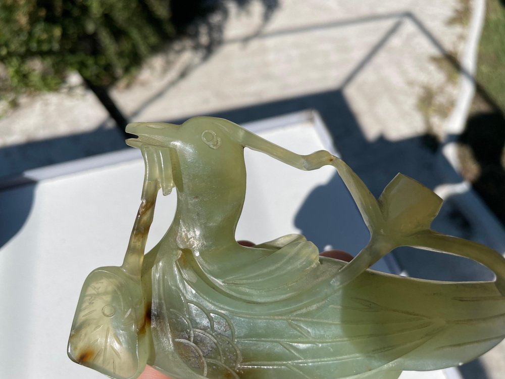 Antique Carved Jade Bird Sculpture, China, 20th-Century for sale at Pamono