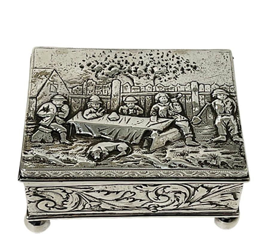 17th Century Silver Box with Scene of 5 Men Drinking by Simon Rosenau ...