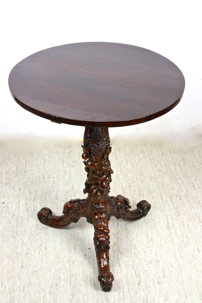 Black Forest Side Table with Hand-Carved Vine Theme, Austria, 1880s for ...
