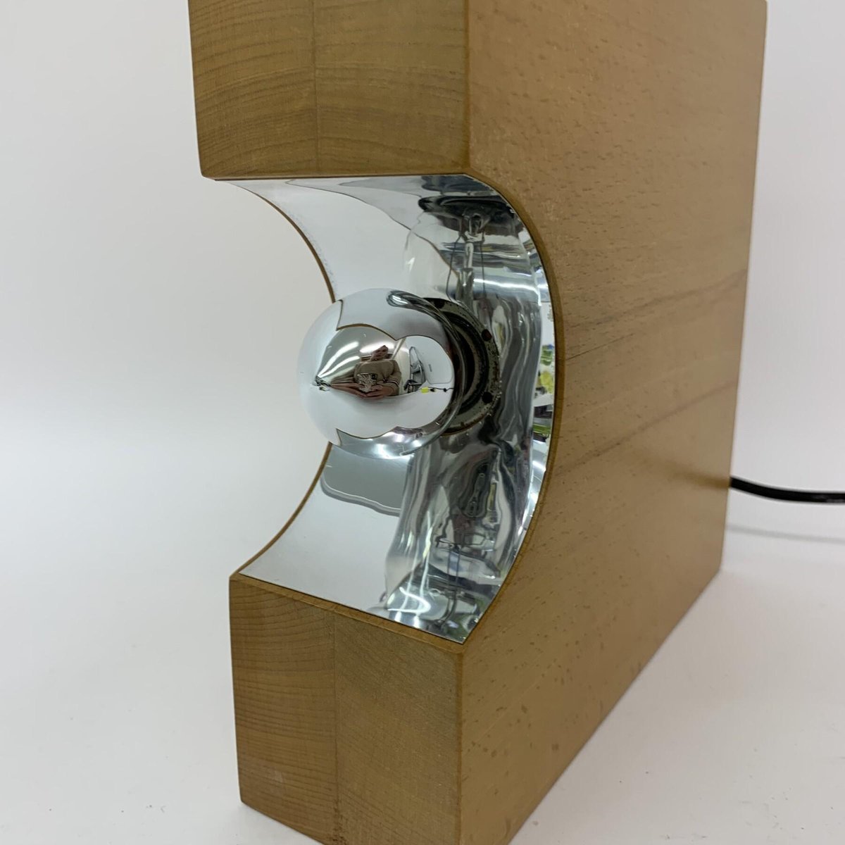 Mid-Century Solid Wood Block Table Lamp, 1970s for sale at Pamono