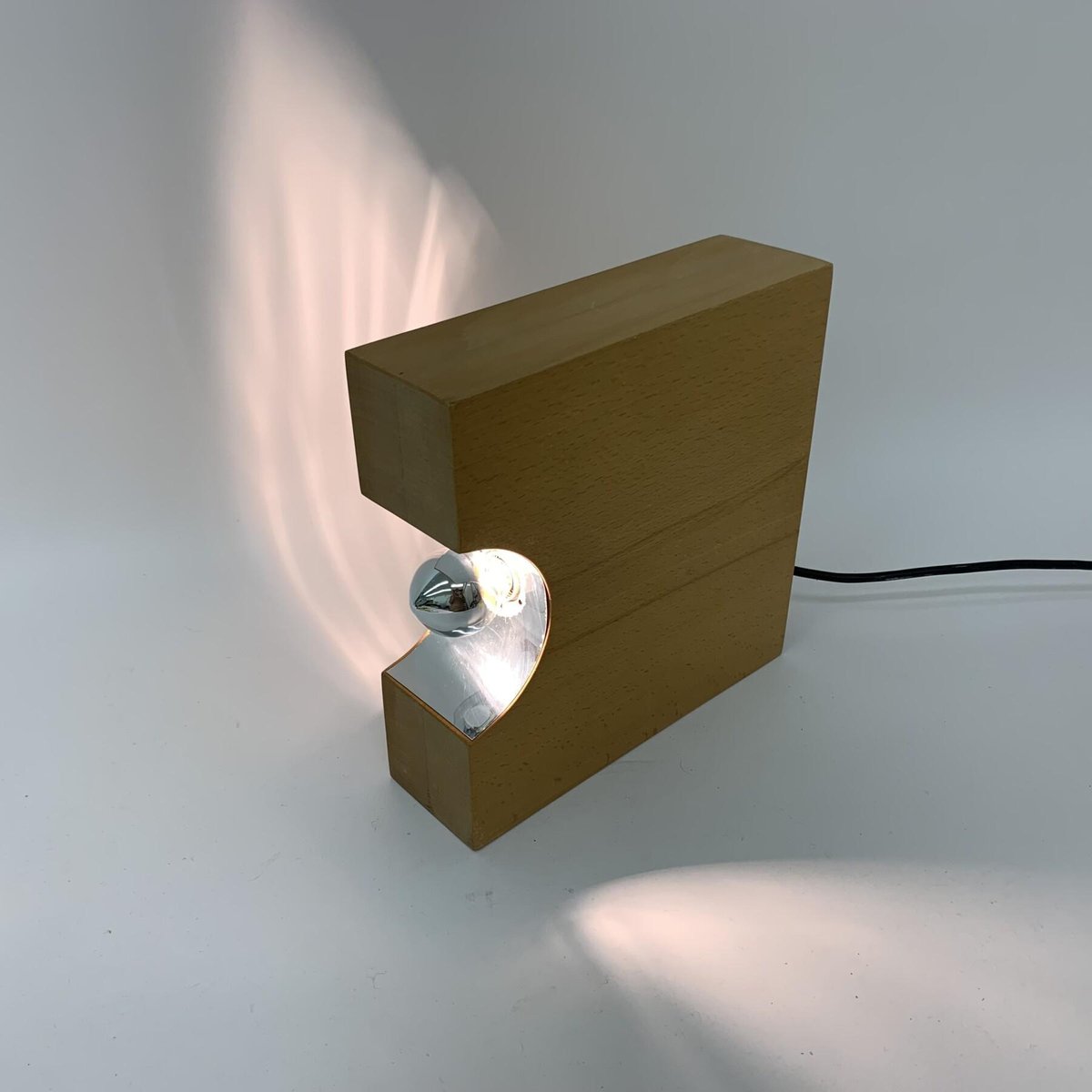 Mid-Century Solid Wood Block Table Lamp, 1970s for sale at Pamono