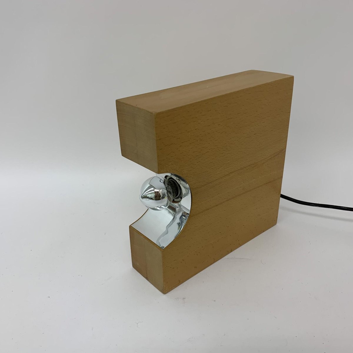 Mid-Century Solid Wood Block Table Lamp, 1970s for sale at Pamono