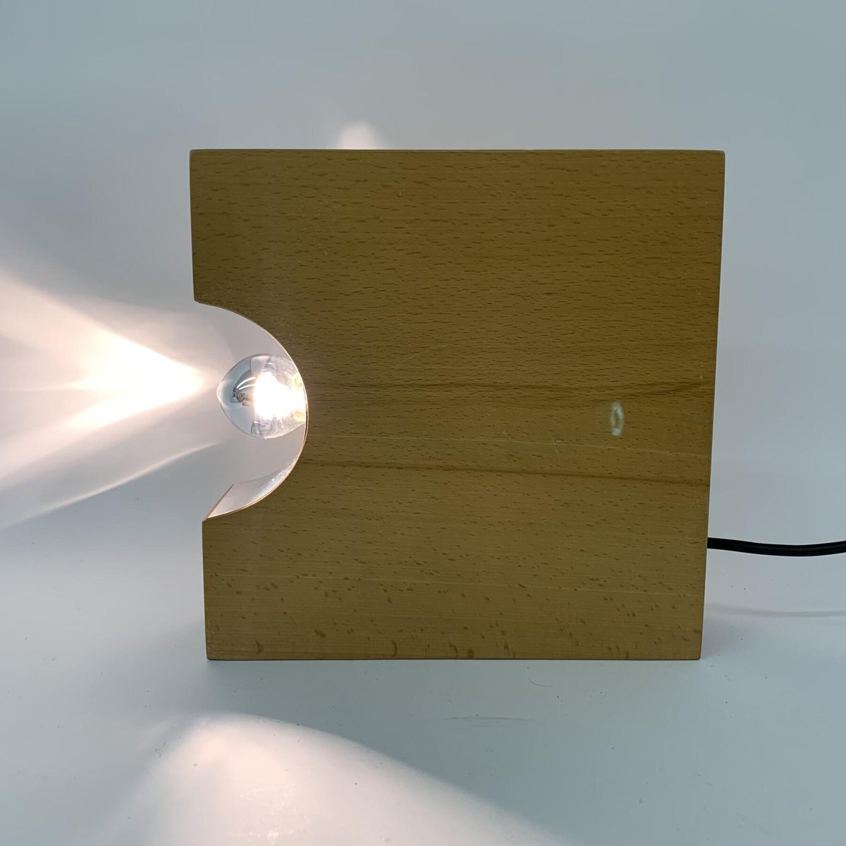 Mid-Century Solid Wood Block Table Lamp, 1970s for sale at Pamono