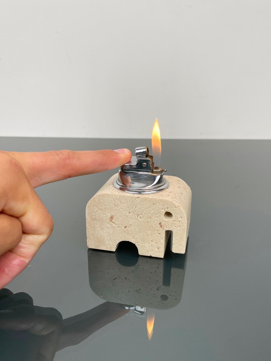 Italian Lighter Elephant in Travertine by Fratelli Mannelli, 1970s for ...