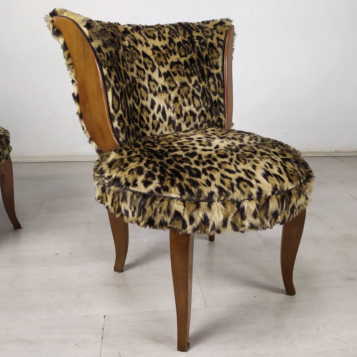 Vintage Leopard Bridge Chairman, Set of 2 for sale at Pamono