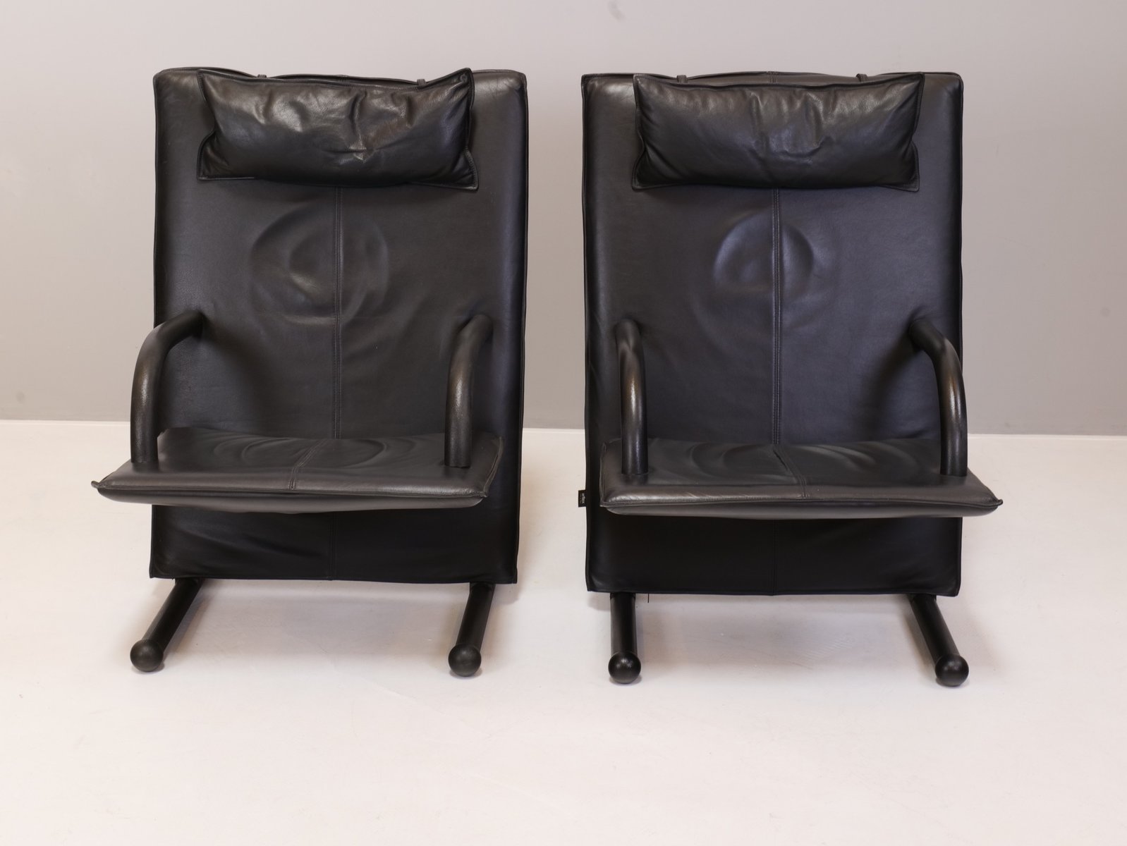 Set of Vintage Italian T-Line Chair in Leather by Burkhard Vogtherr for ...