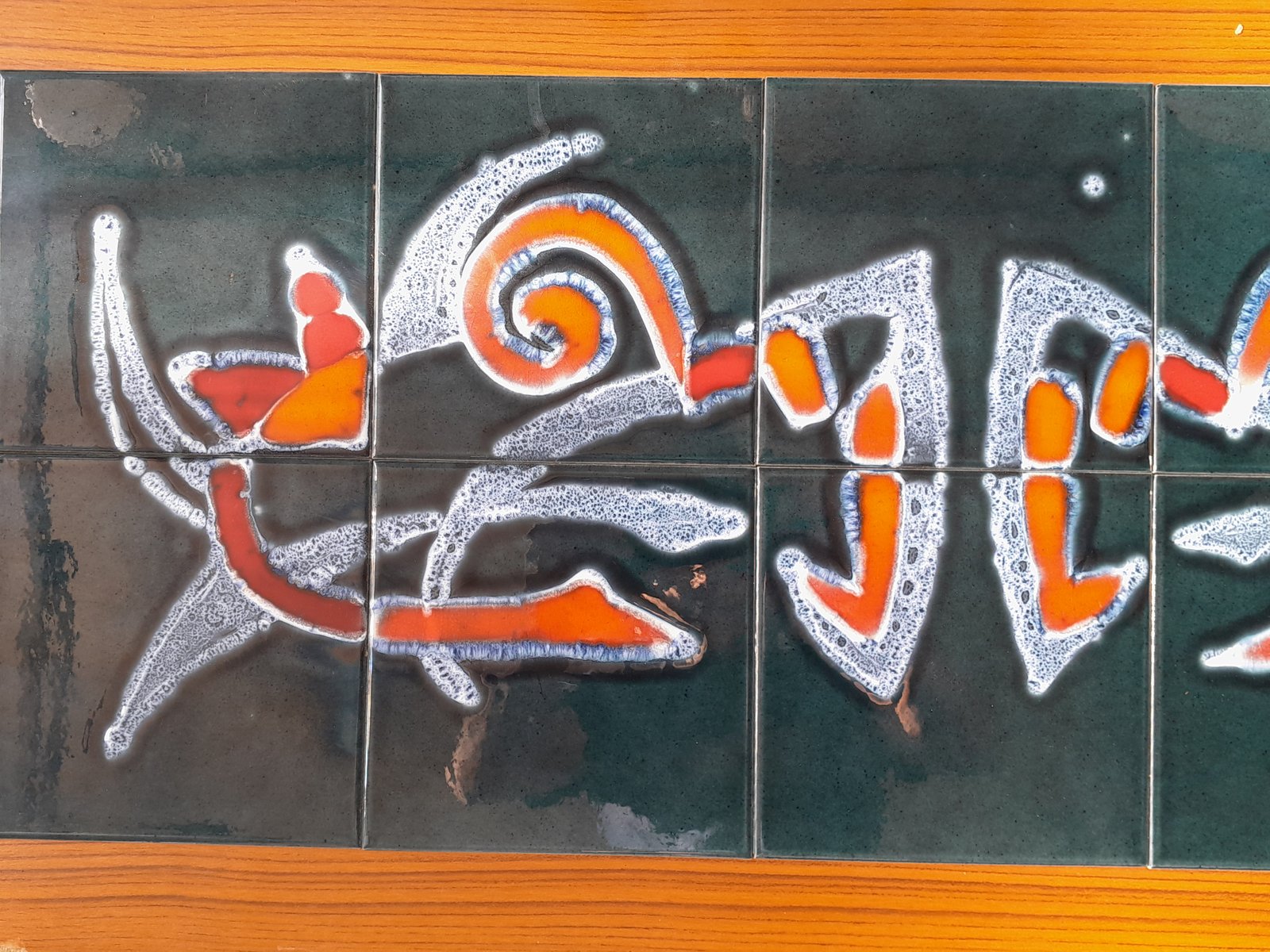 Vintage Ceramic Plaque with Abstract Patterns for sale at Pamono