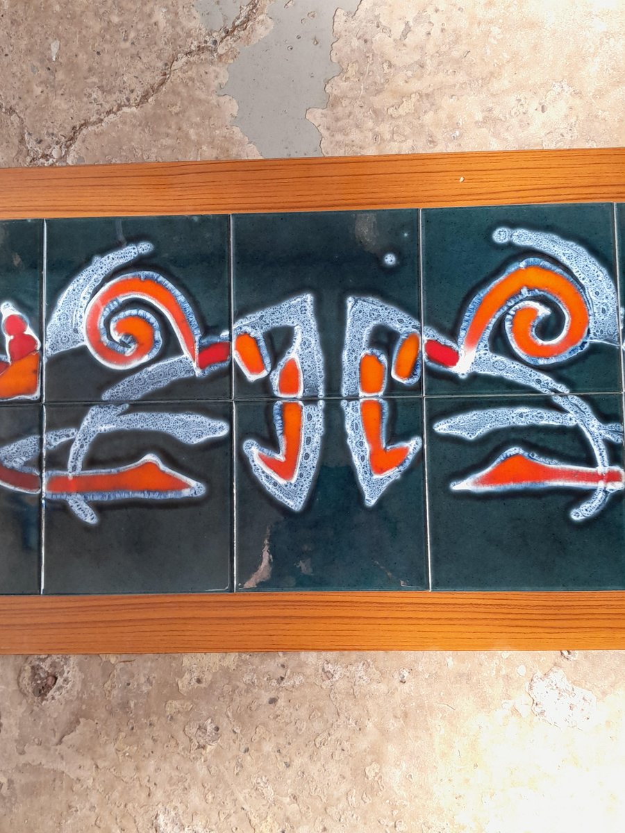 Vintage Ceramic Plaque with Abstract Patterns for sale at Pamono