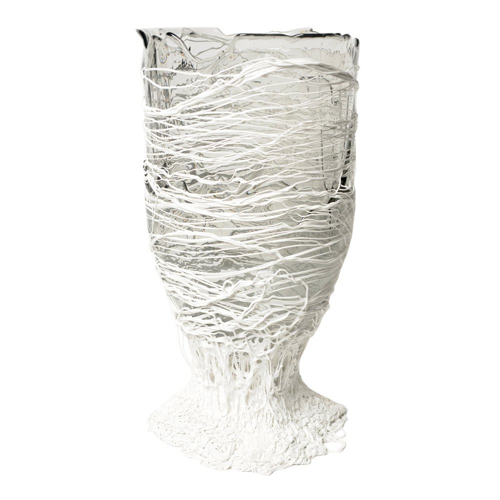 Clear and White Spaghetti Vase by Gaetano Pesce for Fish Design for ...