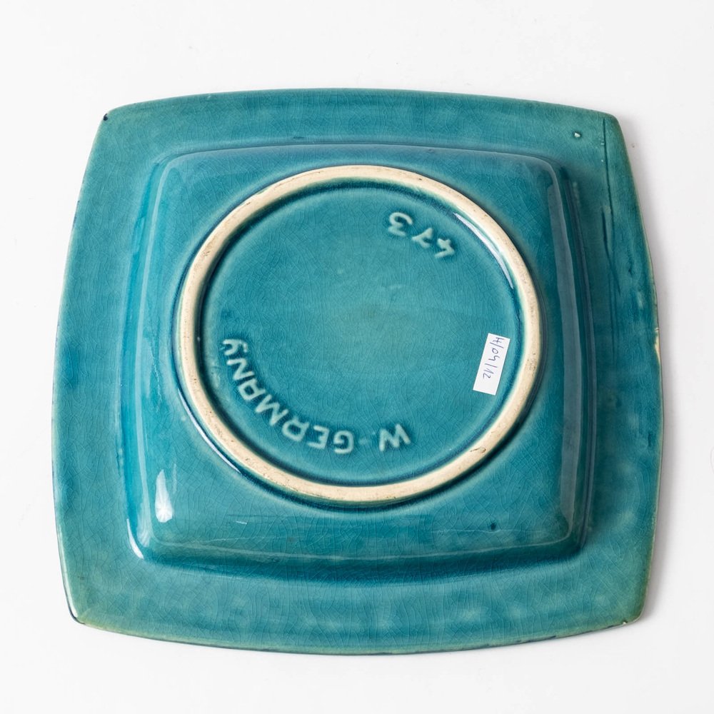 Turquoise Ceramic Bowl from Bay Keramik, 1970s for sale at Pamono