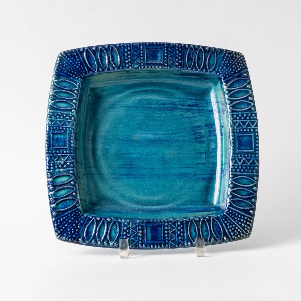 Turquoise Ceramic Bowl from Bay Keramik, 1970s for sale at Pamono