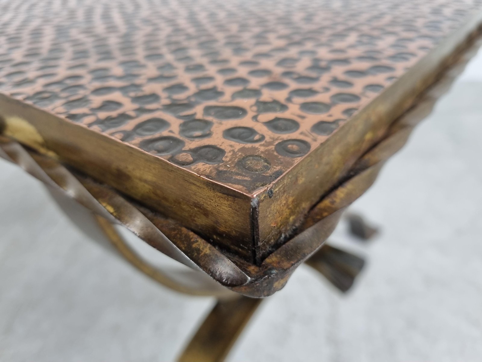 Wrought Iron and Copper Coffee Table, 1960s for sale at Pamono